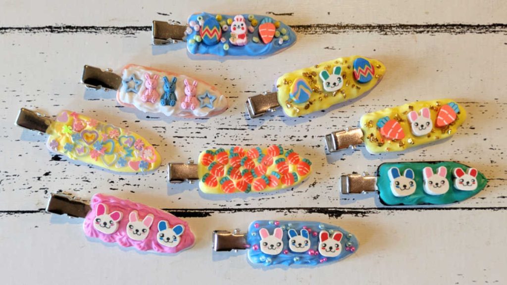 Hop to It! DIY Cream Glue Easter Hair Clips - Mama Likes This