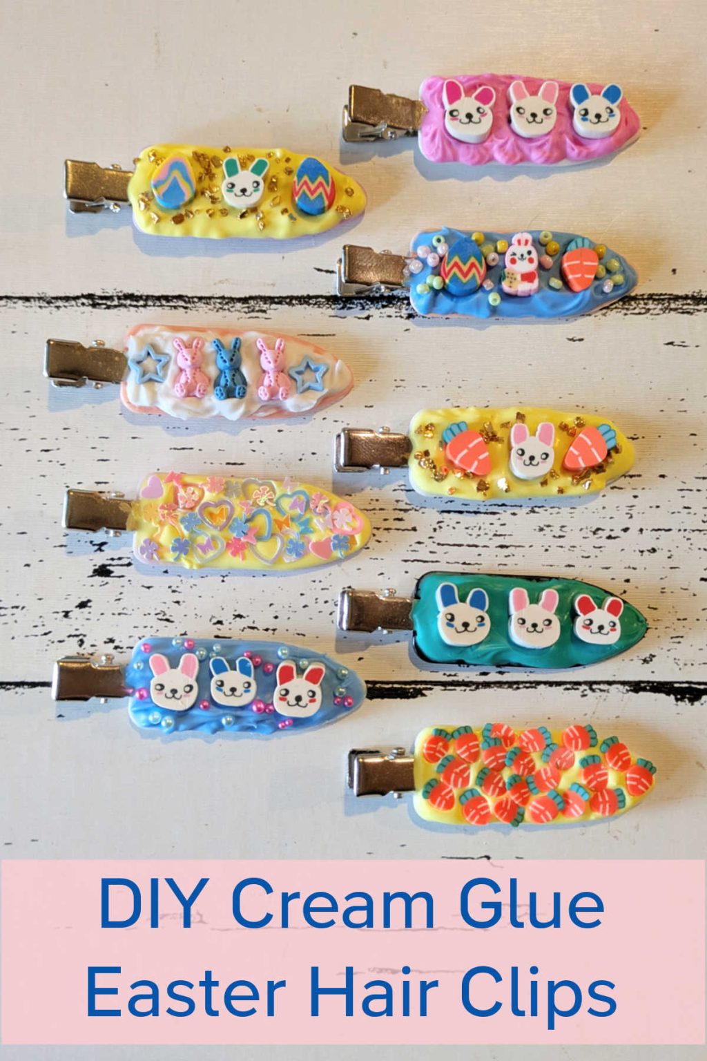 Hop to It! DIY Cream Glue Easter Hair Clips - Mama Likes This