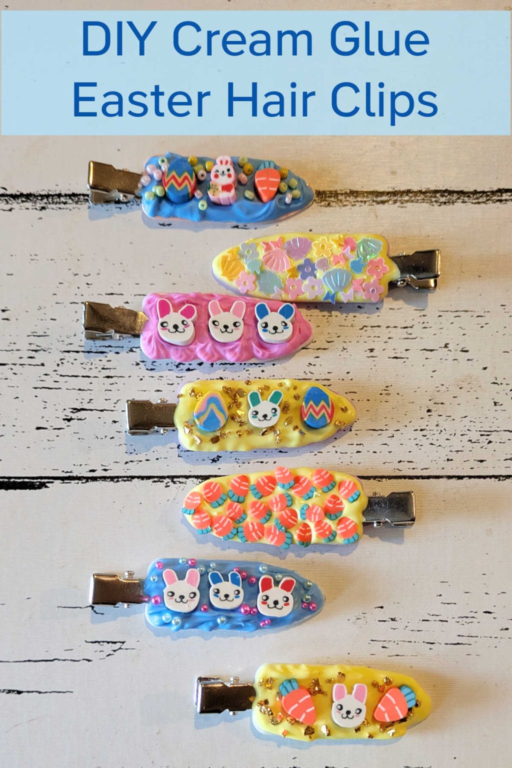 Hop to It! DIY Cream Glue Easter Hair Clips - Mama Likes This