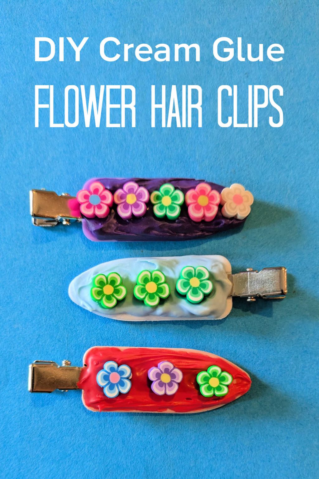 Create Your Own DIY Cream Glue Flower Hair Clips - Mama Likes This