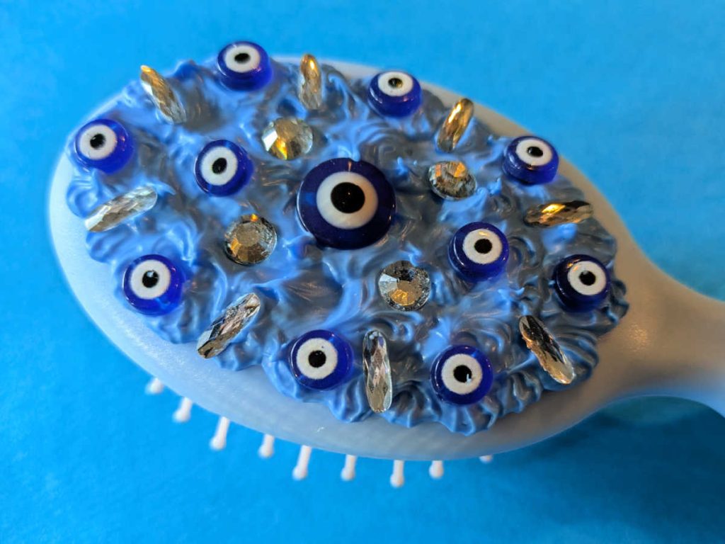 Gaze Upon Glamour: DIY Evil Eye Hair Brush Craft - Mama Likes This