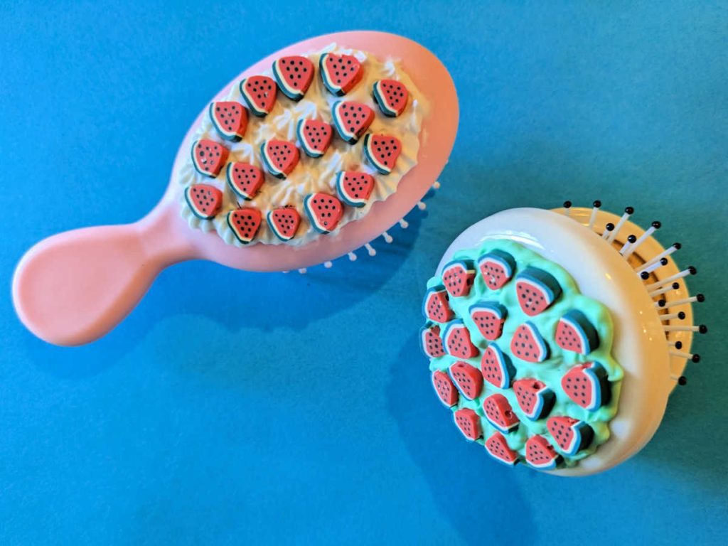 Juicy Style: Cream Glue Watermelon Hair Brush Craft - Mama Likes This