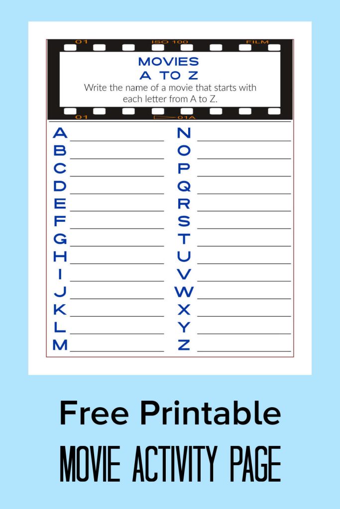 Lights, Camera, Alphabet with The Movie Activity Page Challenge - Mama ...