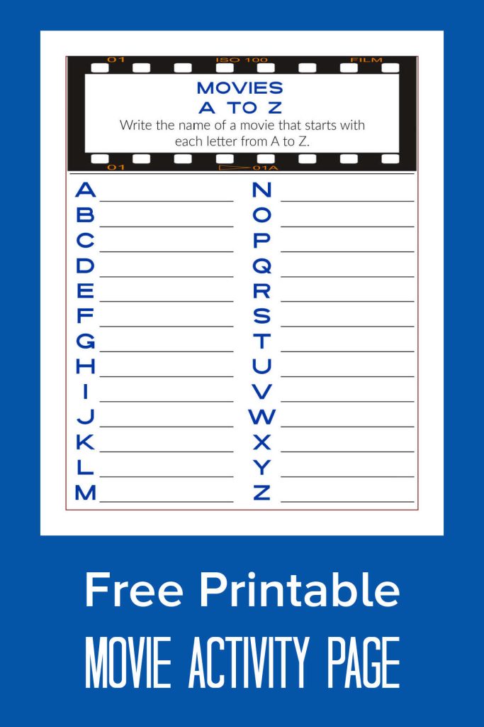 Lights, Camera, Alphabet with The Movie Activity Page Challenge - Mama ...